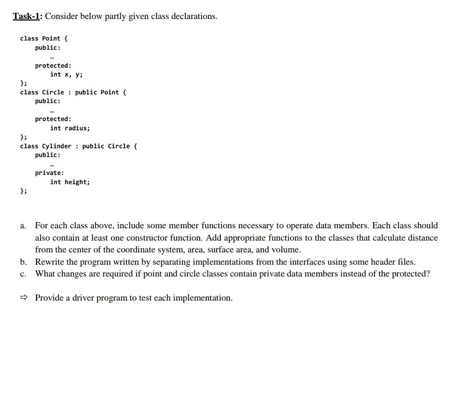 Solved Task-1: Consider below partly given class | Chegg.com