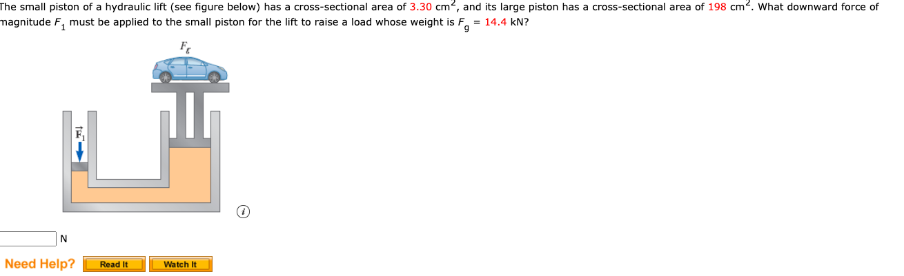 Solved The small piston of a hydraulic lift (see figure | Chegg.com