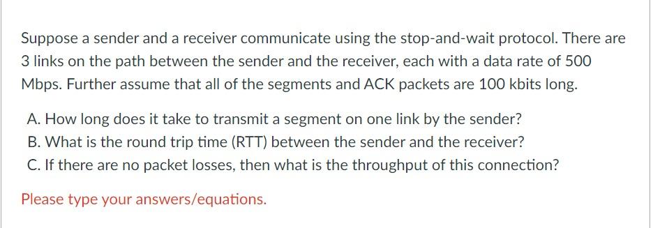 Solved Suppose a sender and a receiver communicate using the | Chegg.com