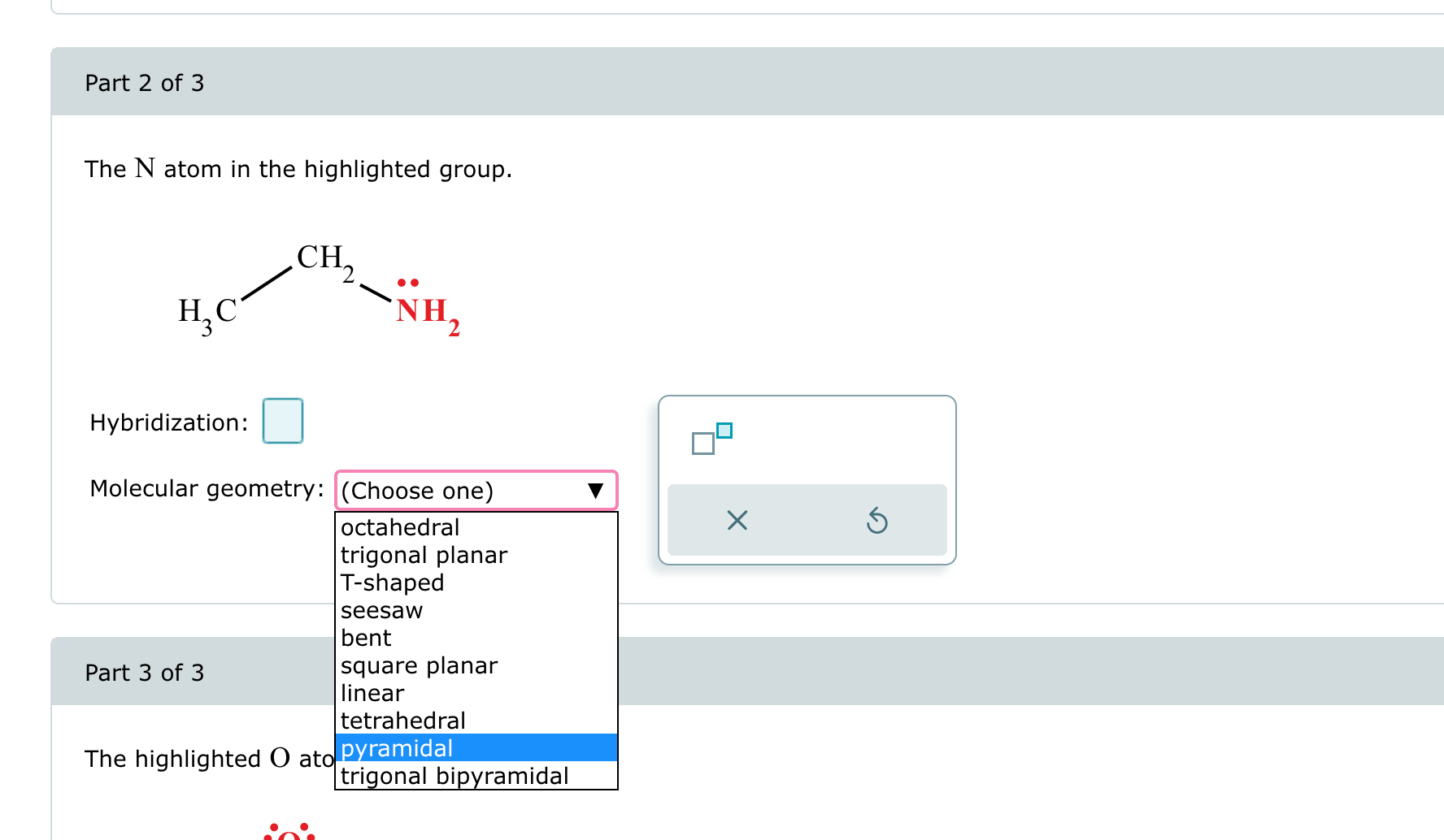 Solved The highlighted O atom. Hybridization: Molecular | Chegg.com