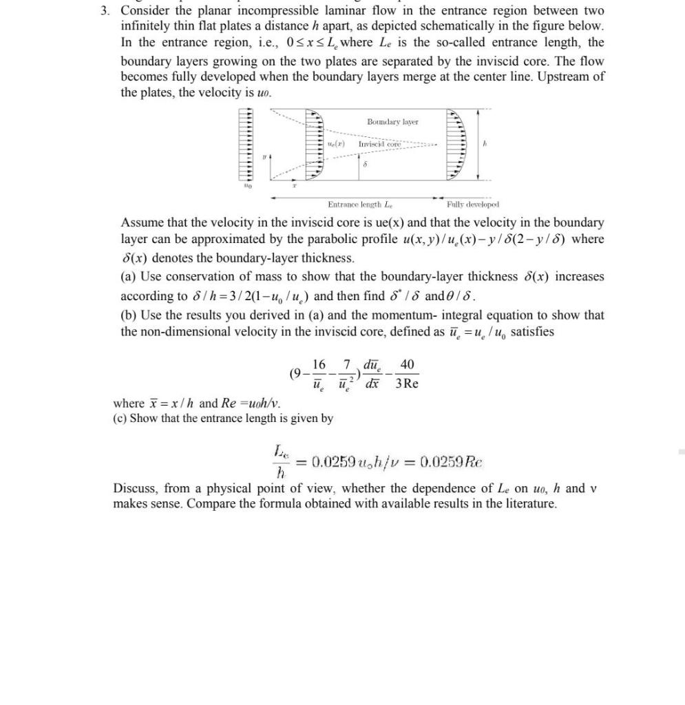 Solved 3. Consider the planar incompressible laminar flow in | Chegg.com