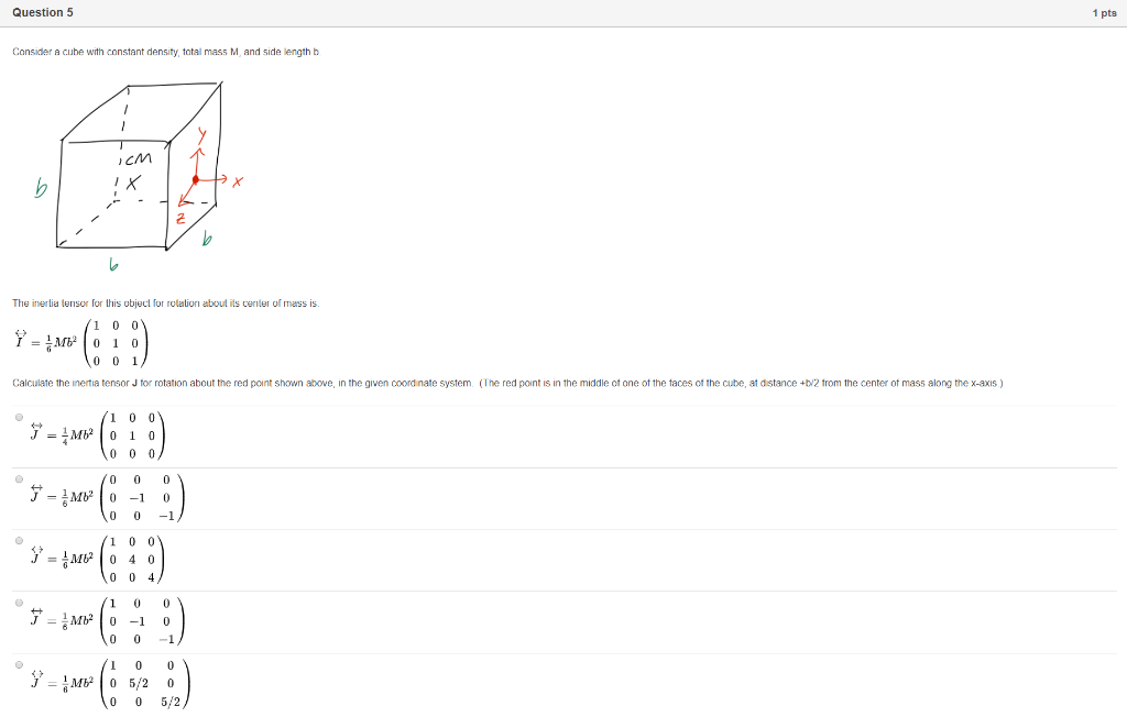 Solved Question 5 1 pts Consider a cube with constant | Chegg.com