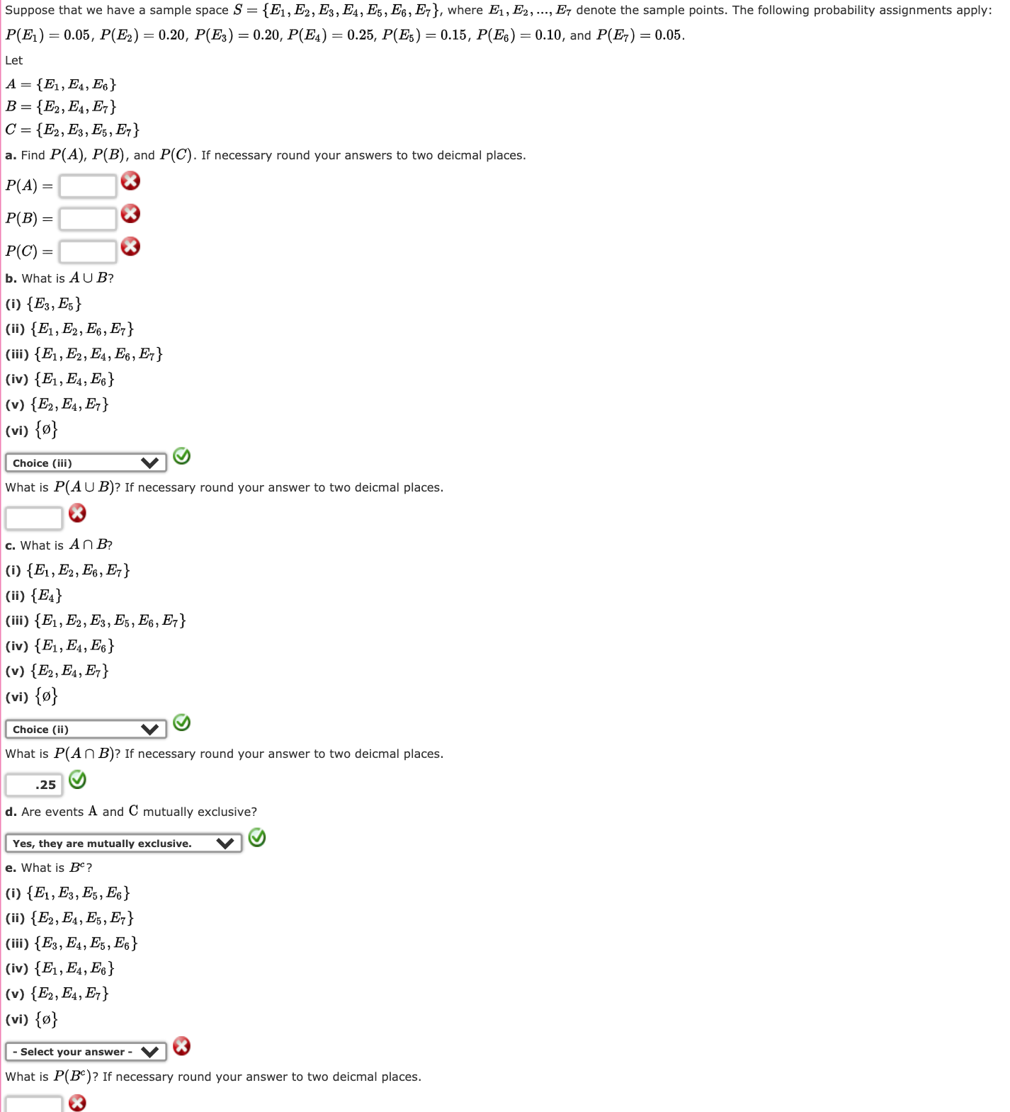 Solved Suppose That We Have A Sample Space S = {e1, E2, E3, 