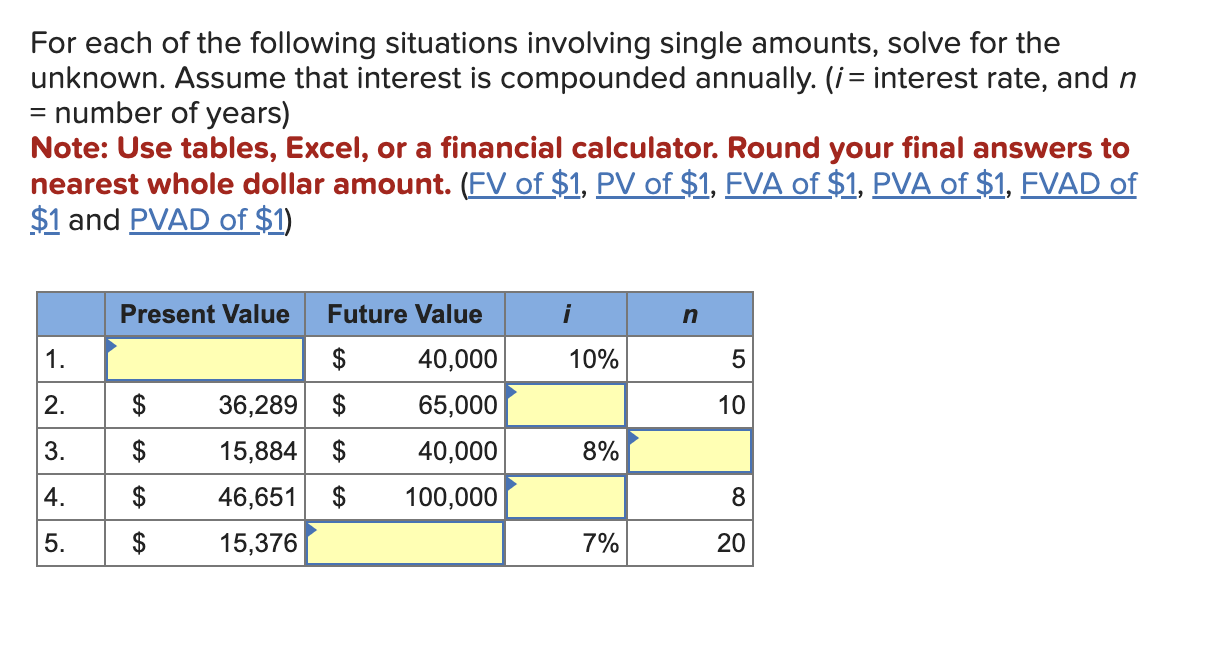 For each of the following situations involving single | Chegg.com