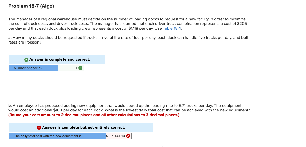 Solved Problem 18-7 (Algo) The manager of a regional | Chegg.com