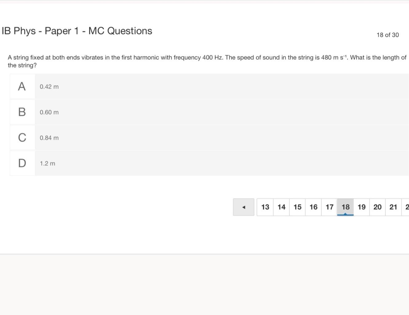 Solved IB Phys - Paper 1 - MC Questions 18 of 30 A string | Chegg.com