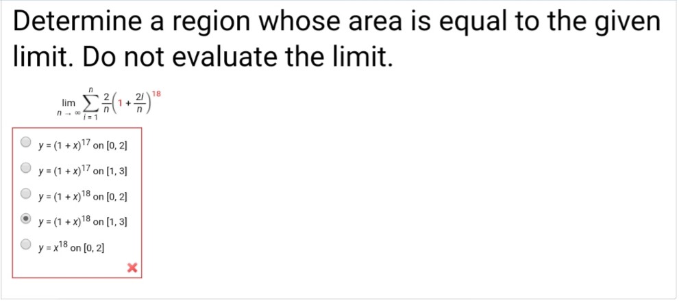 Solved Determine a region whose area is equal to the given | Chegg.com