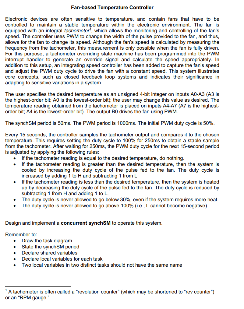Fan-based Temperature Controller Electronic devices | Chegg.com