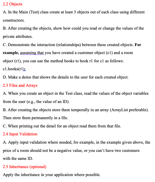 2.2 Objects A. In the Main (Test) class create at | Chegg.com