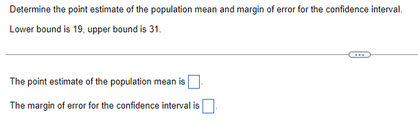 Solved Determine the point estimate of the population mean | Chegg.com