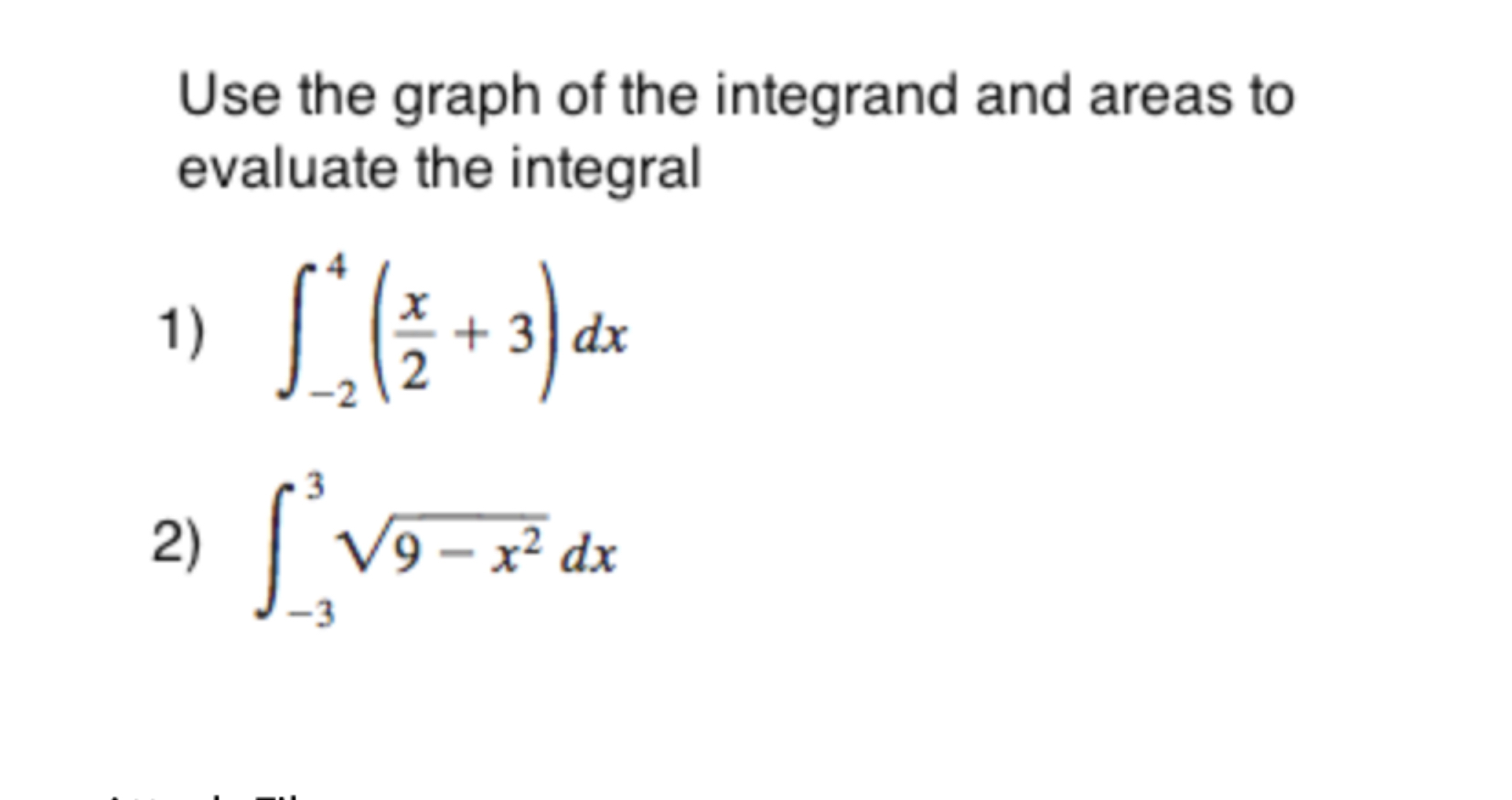 Use the graph of the integrand and areas toevaluate | Chegg.com