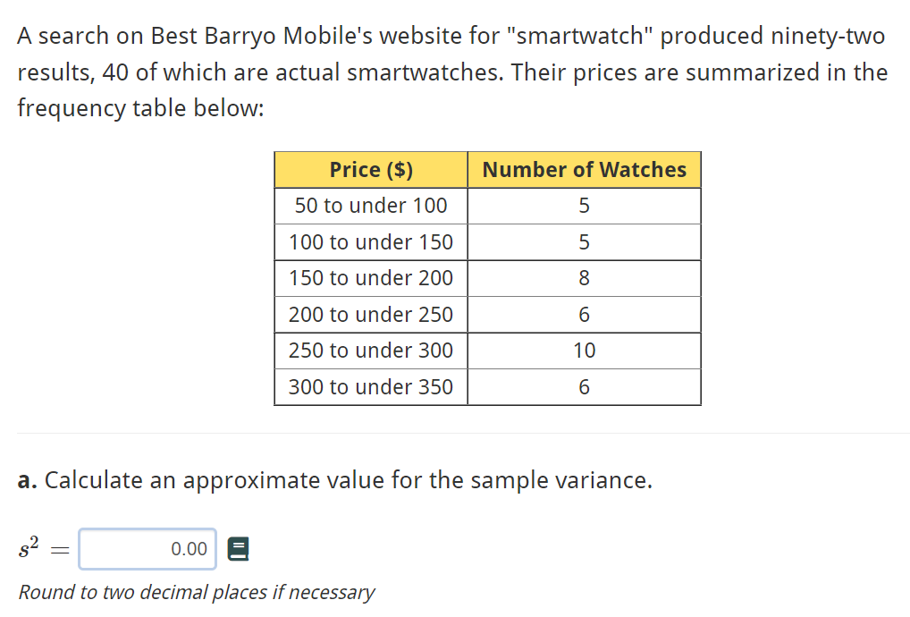 Solved b. Calculate an approximate value for the sample | Chegg.com