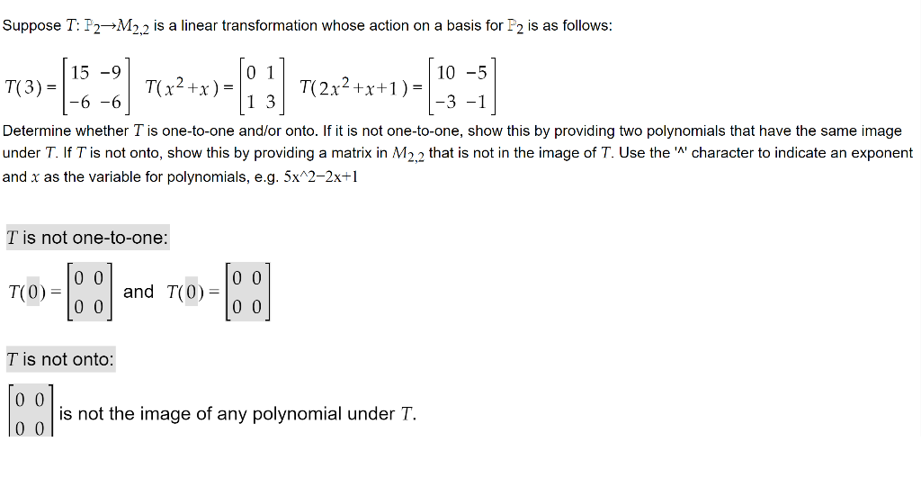 Solved Suppose T: P2-M22 is a linear transformation whose | Chegg.com