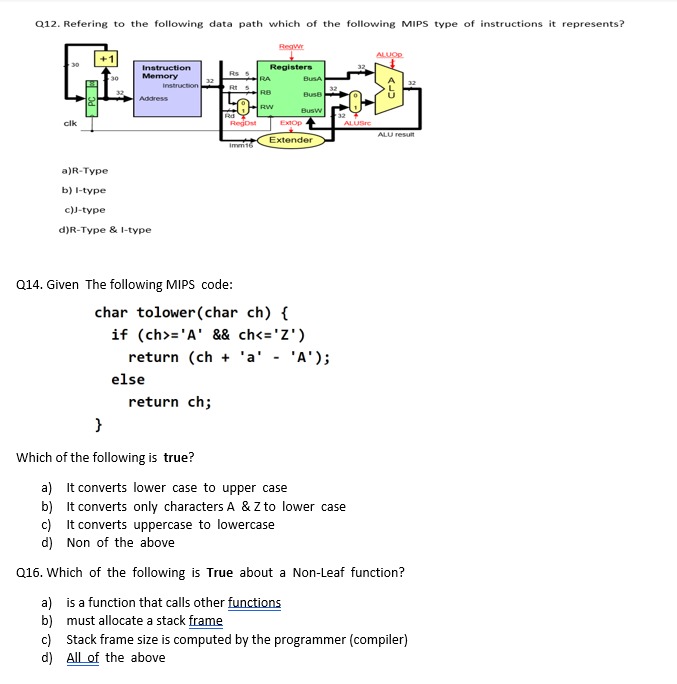 Solved Q12. Refering to the following data path which of the | Chegg.com