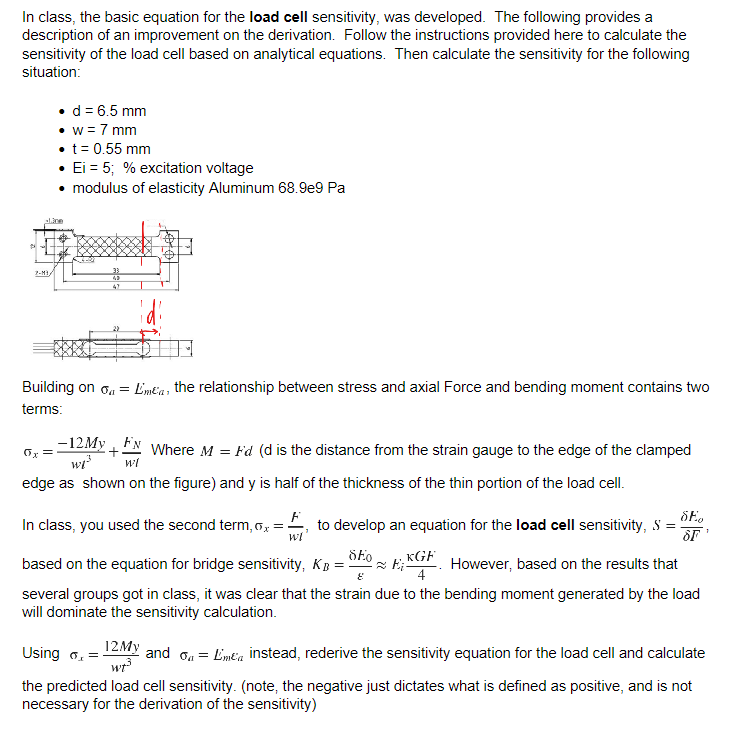 Solved In class, the basic equation for the load cell | Chegg.com