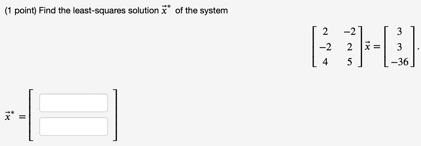 Solved ( 1 point) Find the least-squares solution x∗ of the | Chegg.com