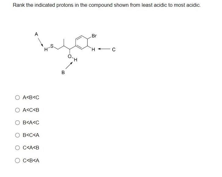 Solved Rank the indicated protons in the compound shown from | Chegg.com