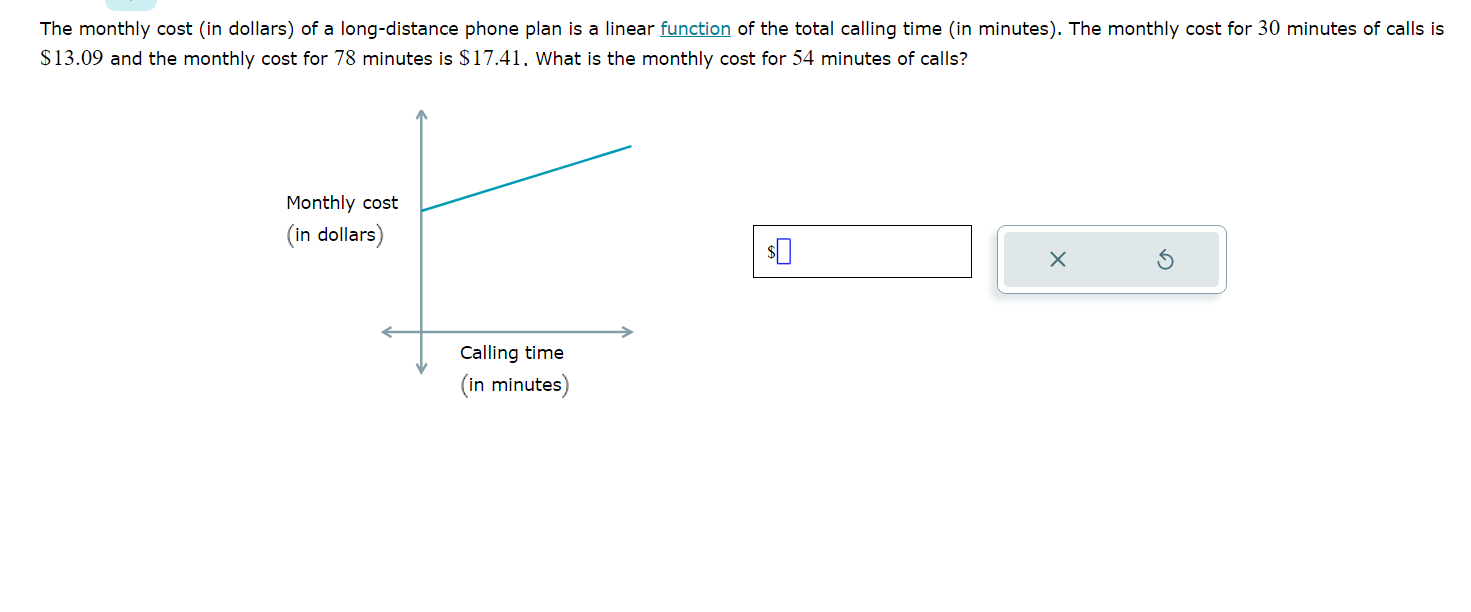 Solved The monthly cost (in dollars) of a long-distance | Chegg.com