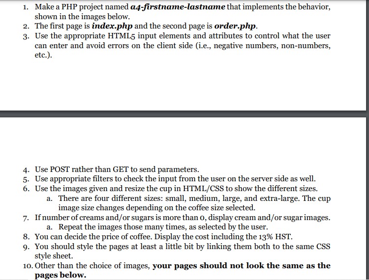 Solved 1. Маке a PHP project named a4-fristname-lastname | Chegg.com