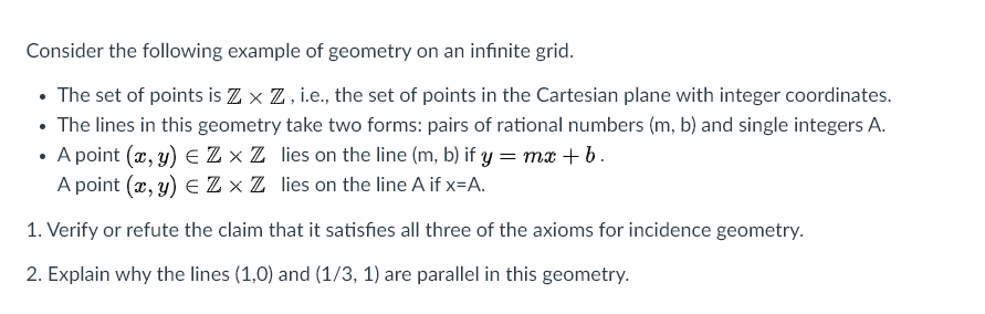 2.2 AN EXAMPLE: INCIDENCE GEOMETRY In order to | Chegg.com