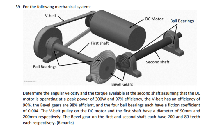 Solved 39. For the following mechanical system: V-belt DC | Chegg.com