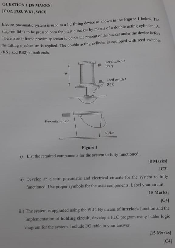 Solved Electro-pneumatic system is used to a lid fitting | Chegg.com