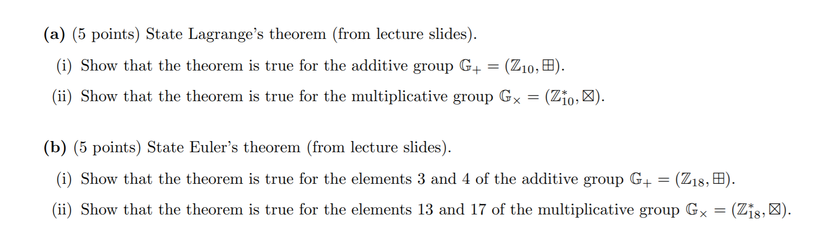 Solved (a) (5 points) State Lagrange's theorem (from lecture | Chegg.com
