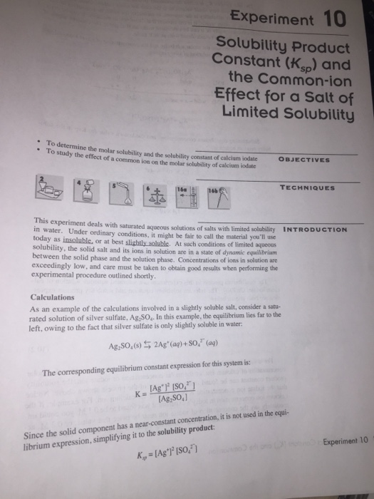 Solved Determination of a solubility product constant lab | Chegg.com