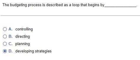 [Solved]: The budgeting process is described as a loop tha