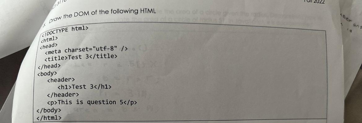 Solved Draw the DOM of the following HTML 21DOCTYPE html> | Chegg.com