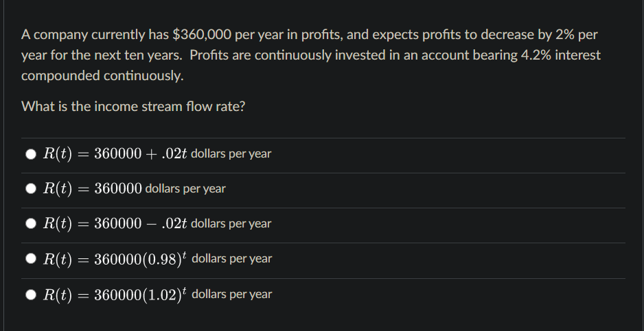 Solved A company currently has $360,000 per year in profits, | Chegg.com