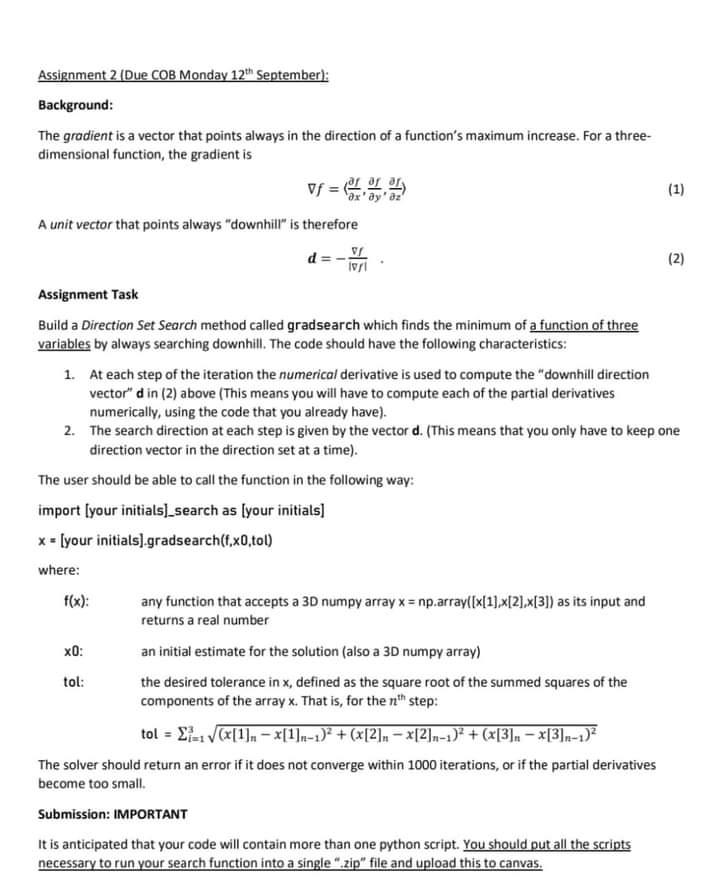 Assignment 2 (Due COB Monday 12th September): | Chegg.com