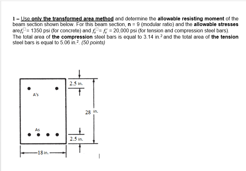 Solved 1 - Use only the transformed area method and | Chegg.com