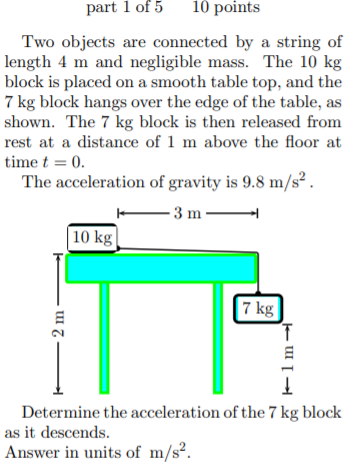 Solved part 1 of 5 10 points Two objects are connected by a | Chegg.com