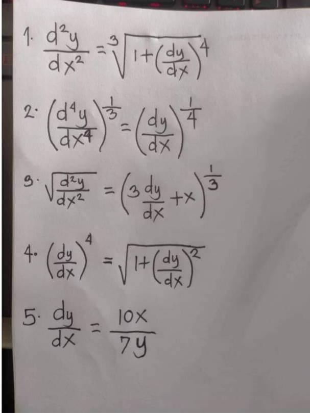 Solved 1. dx2d2y=31+(dxdy)4 2⋅(dx4d4y)31=(dxdy)41 9. | Chegg.com