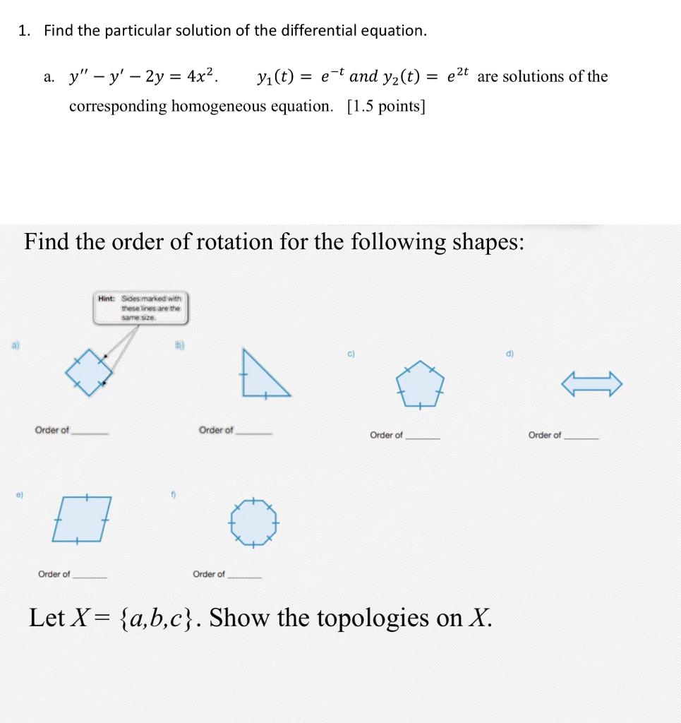 Solved 1. Find the particular solution of the differential | Chegg.com