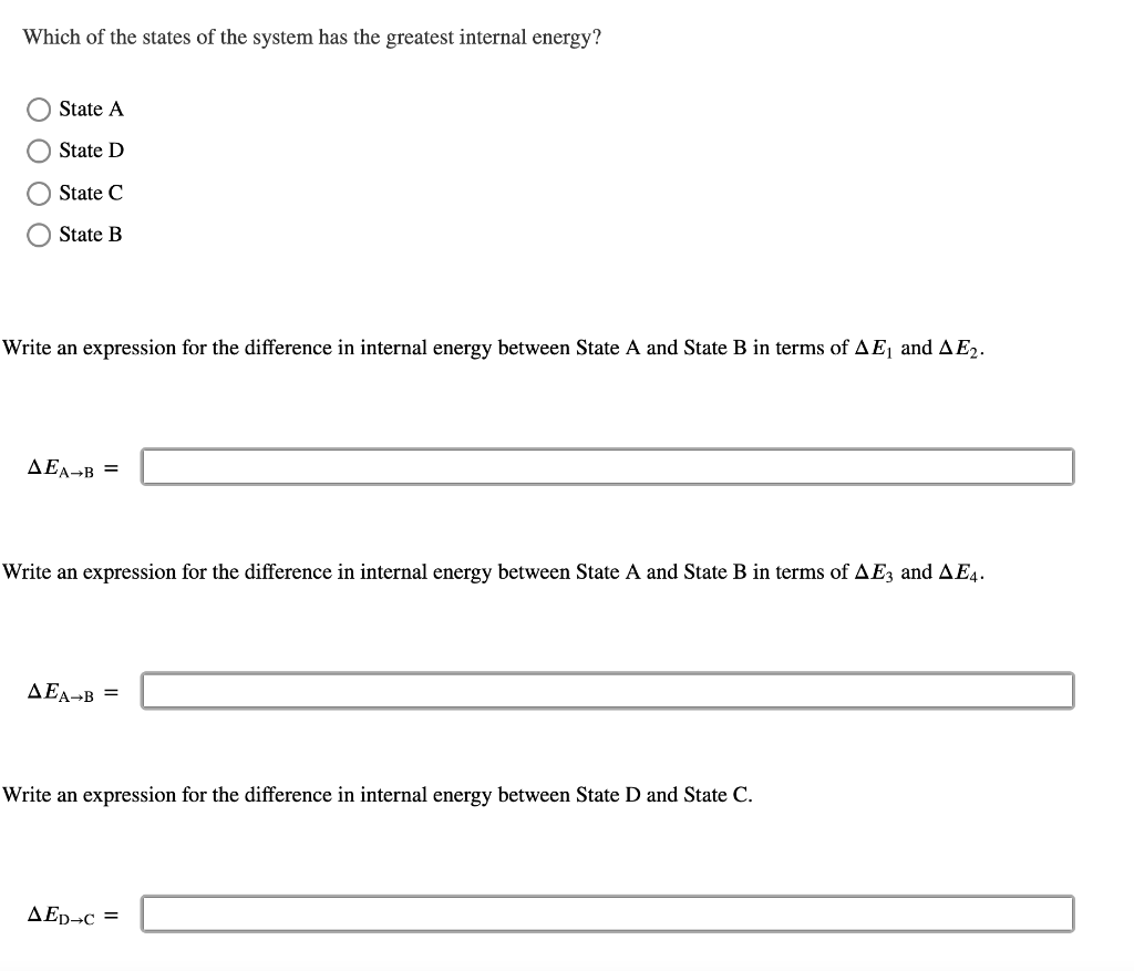 Solved The diagram shows four states of a system, each with | Chegg.com