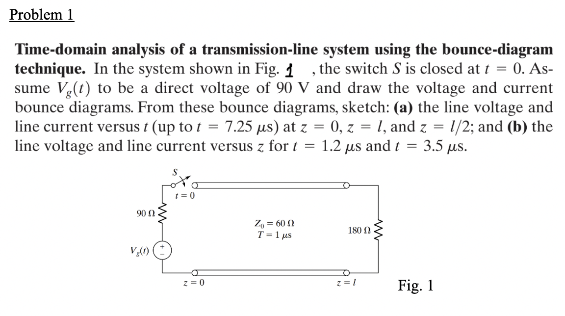 Solved Time-domain analysis of a transmission-line system | Chegg.com