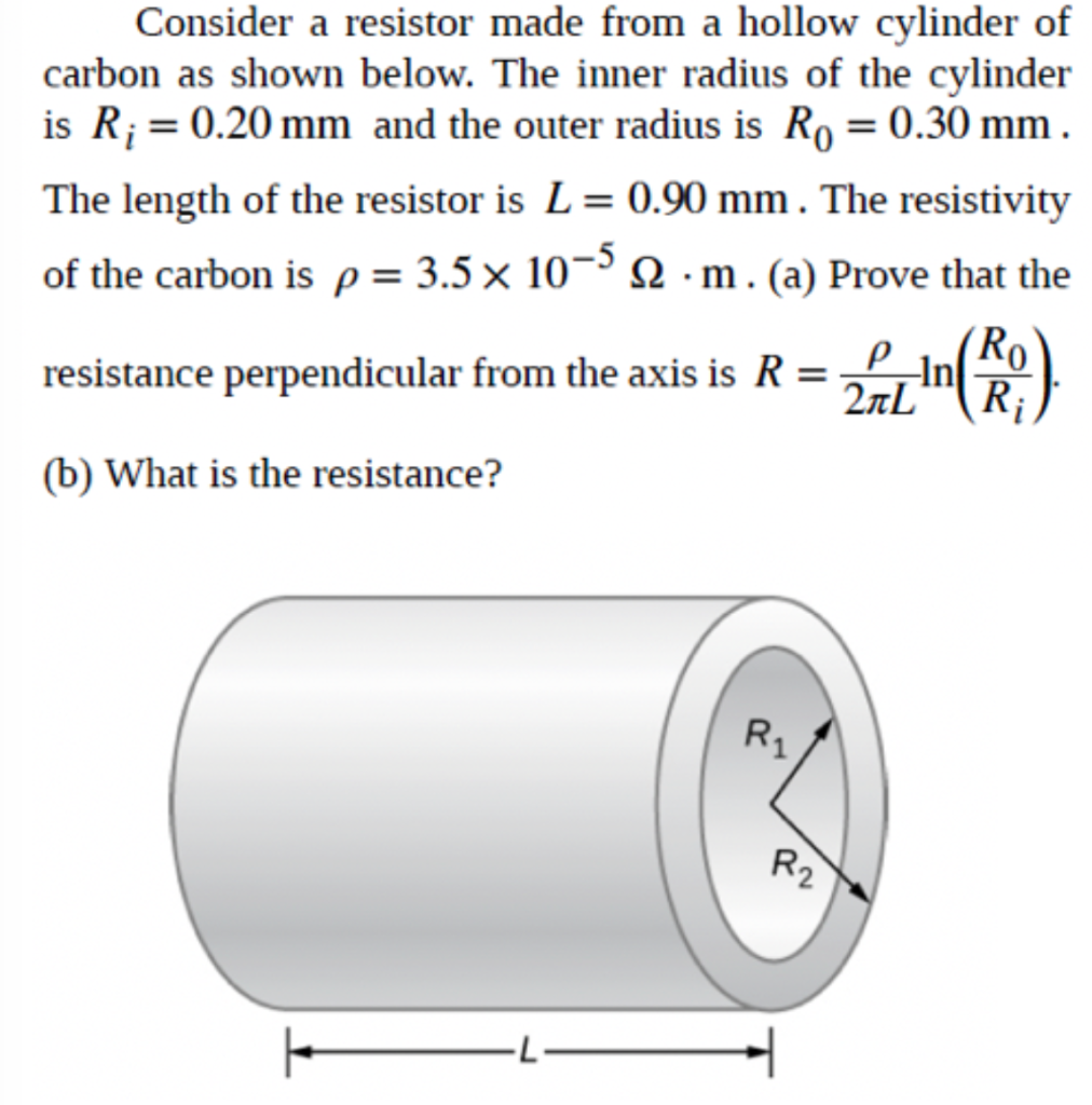 Solved Consider a resistor made from a hollow cylinder of | Chegg.com