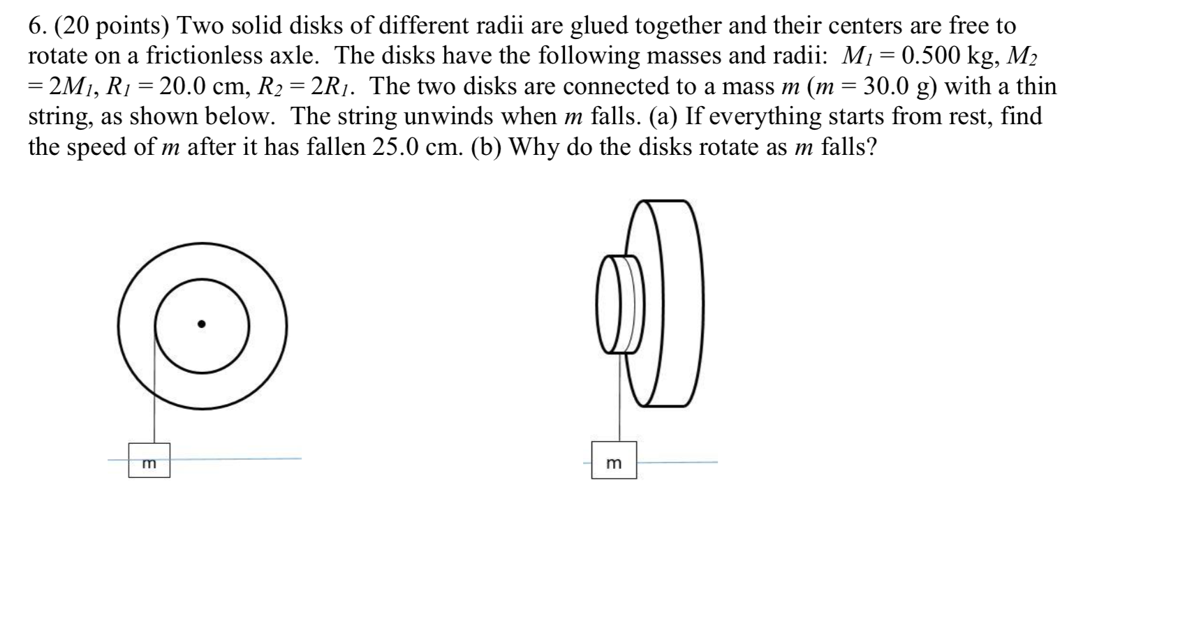 Solved 6. (20 points) Two solid disks of different radii are | Chegg.com