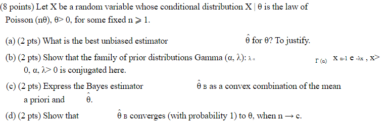 (8 points) Let X be a random variable whose | Chegg.com