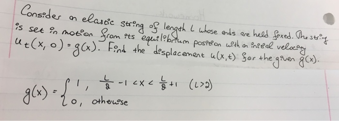 Solved Consider an elastic string of length L whose ends are | Chegg.com