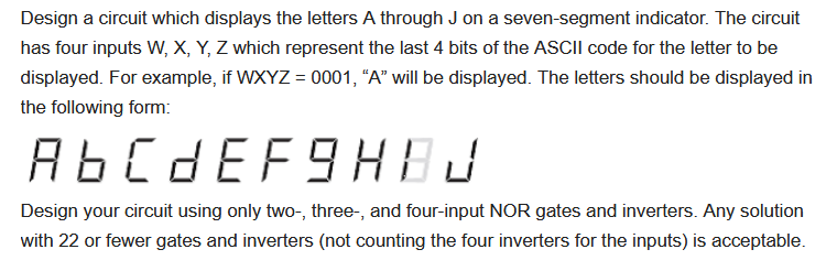 Solved Design a circuit which displays the letters A through | Chegg.com