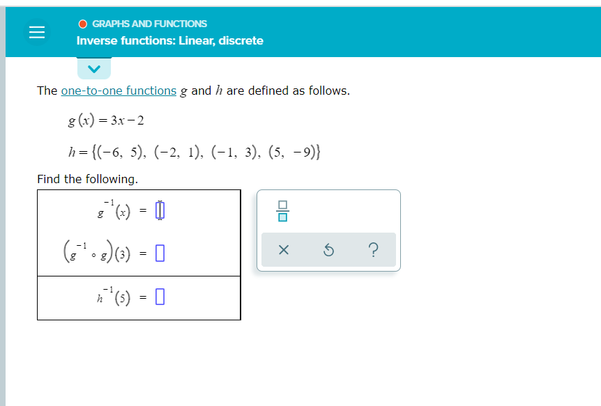 Solved III OGRAPHS AND FUNCTIONS Inverse functions: Linear, | Chegg.com
