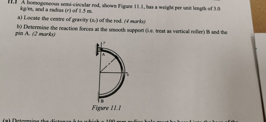 Solved 11.1 A homogeneous semi-circular rod, shown Figure | Chegg.com