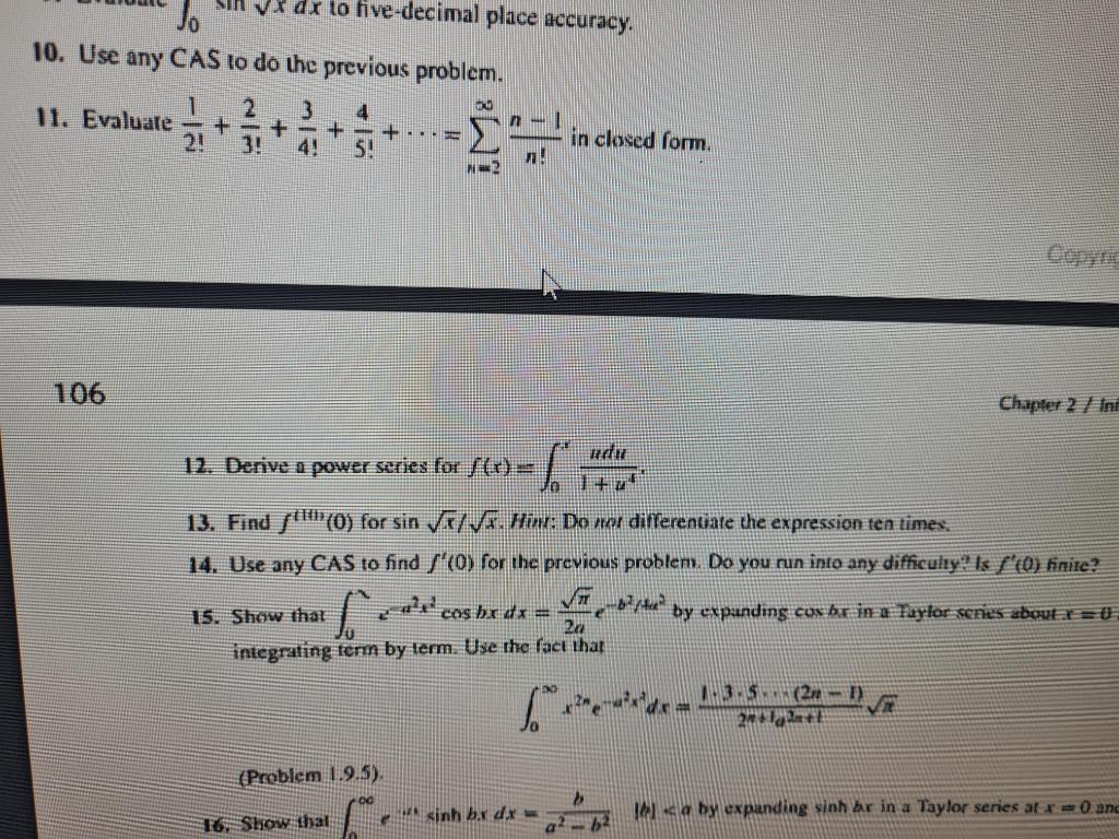 Solved 10. Use any CAS to do the previous problem. 11. | Chegg.com
