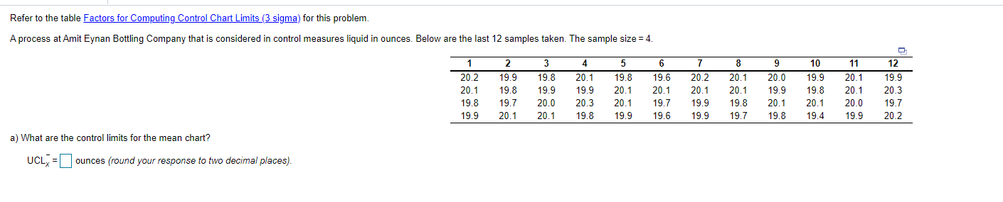 Solved b. calculate the lower control limit of the X | Chegg.com
