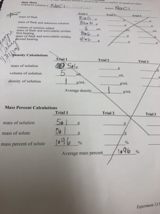 Solved How do I find the mass and moles of a solvent. I have | Chegg.com