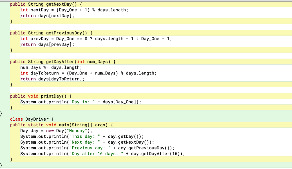 Solved Problem 23 Design And Implement The Class Day That 