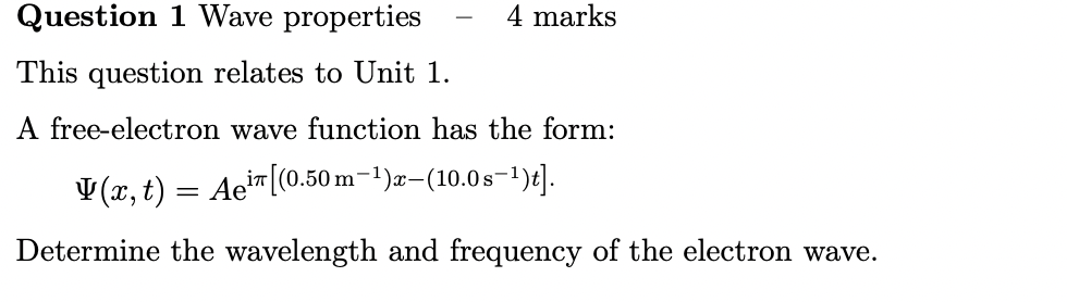 Solved Question 1 Wave properties −4 marks This question | Chegg.com